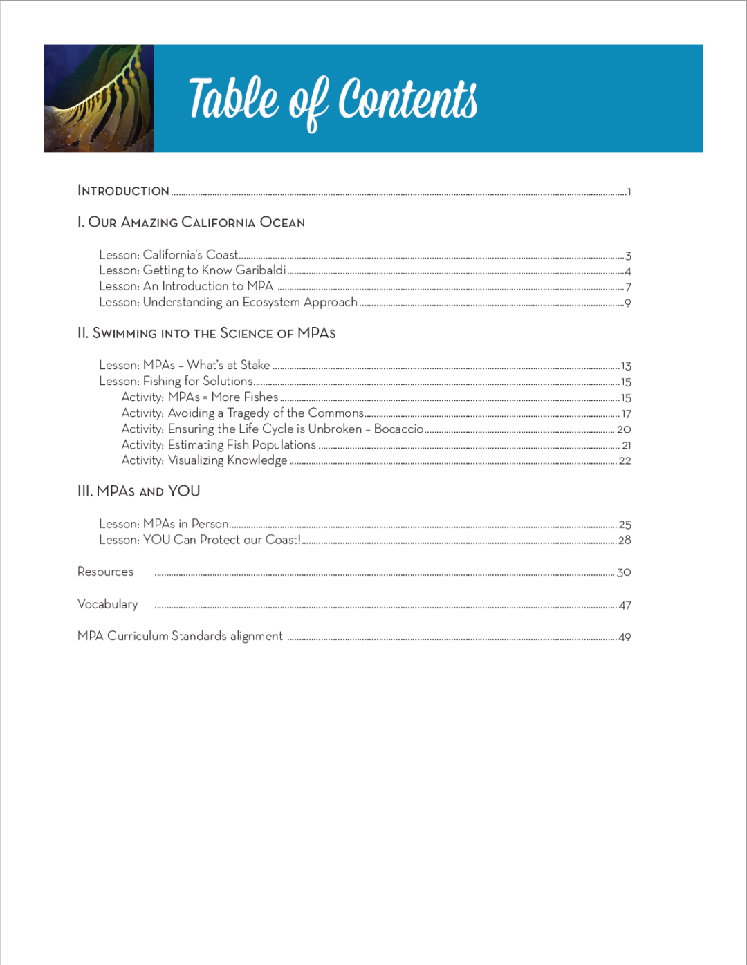 Our Undersea Legacy MPA Curriculum – Grades 6-8 - MPA Collaborative Network